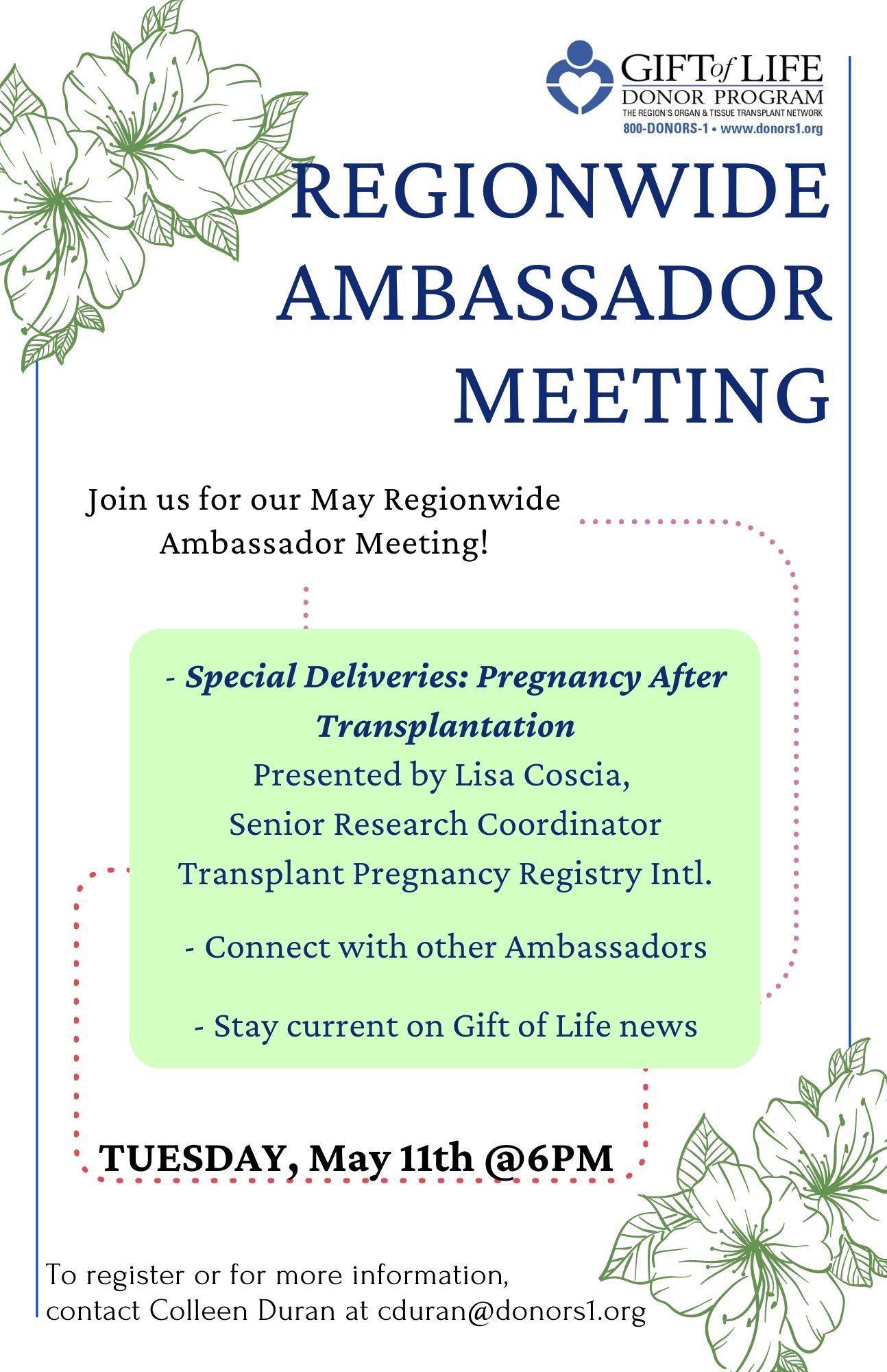 May Ambassador Meeting Flyer updated | Gift of Life Donor Program ...